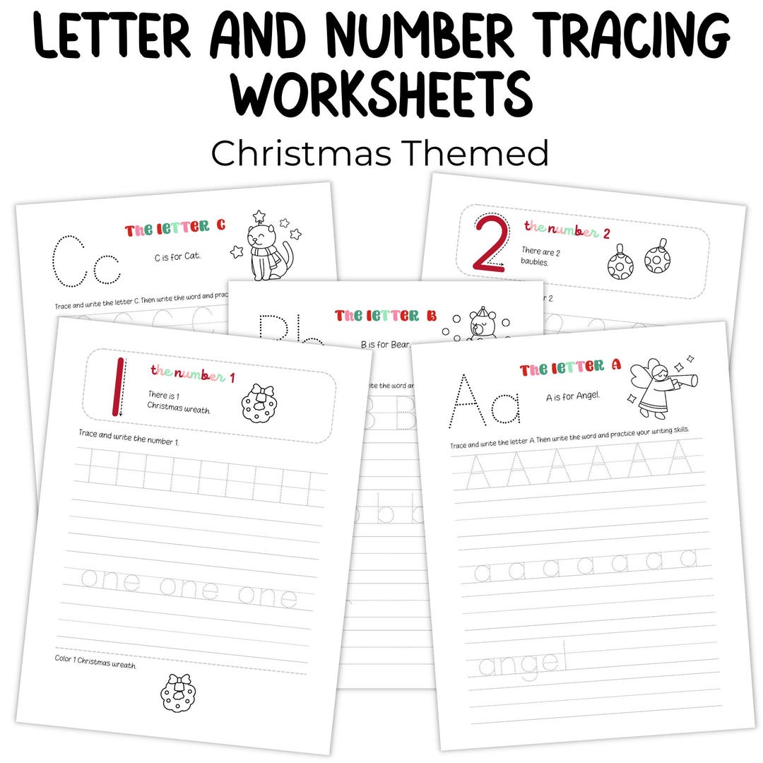 Printable Christmas Letter & Number Tracing Bundle – Holiday ...