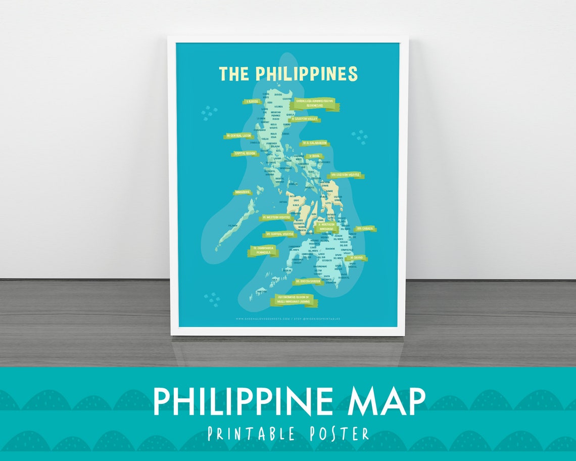 Philippine Map: Printable Poster for Kids (wall Art, Nursery Room Decor ...