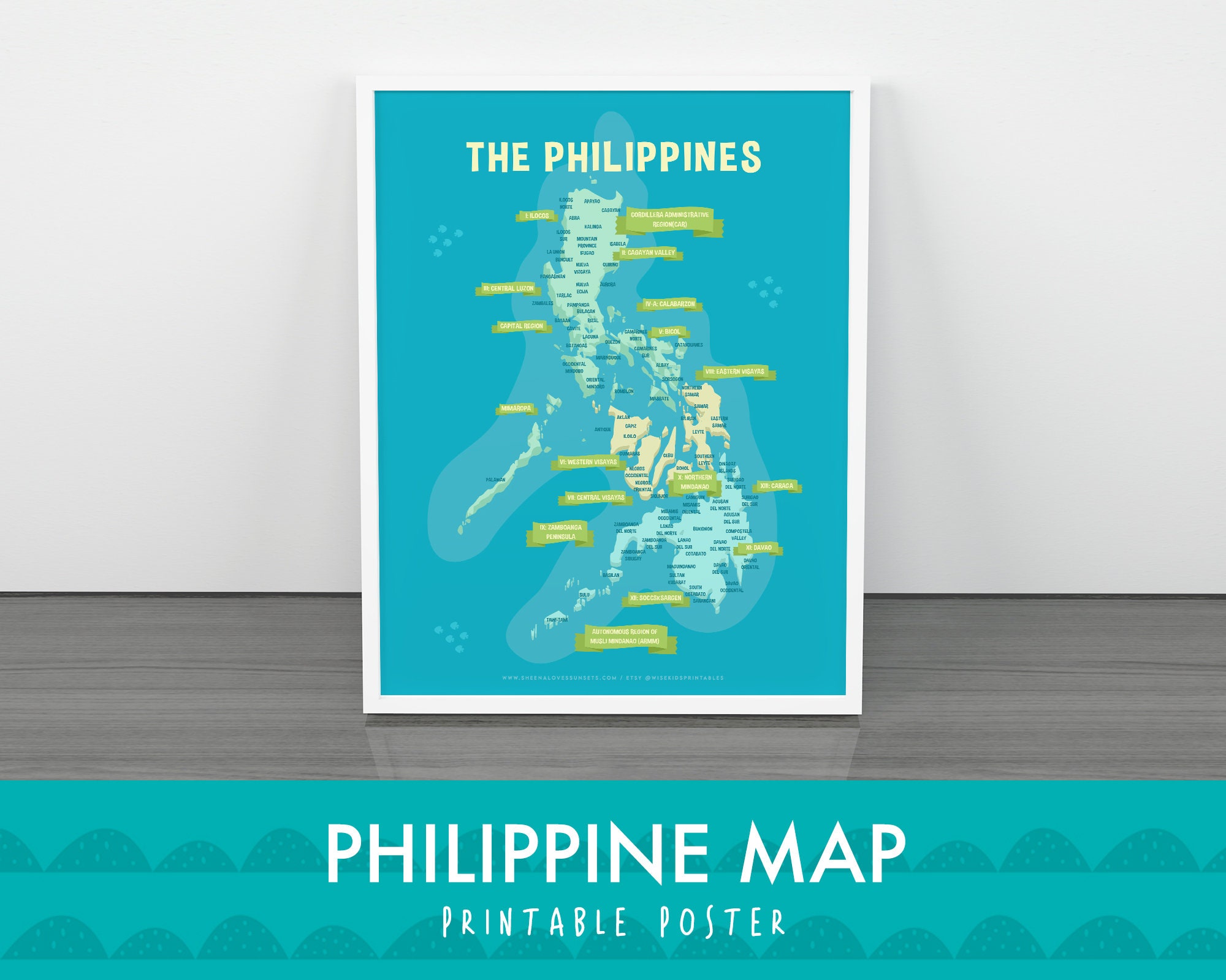 Philippine Map: Printable Poster for Kids wall Art, Nursery Room Decor ...