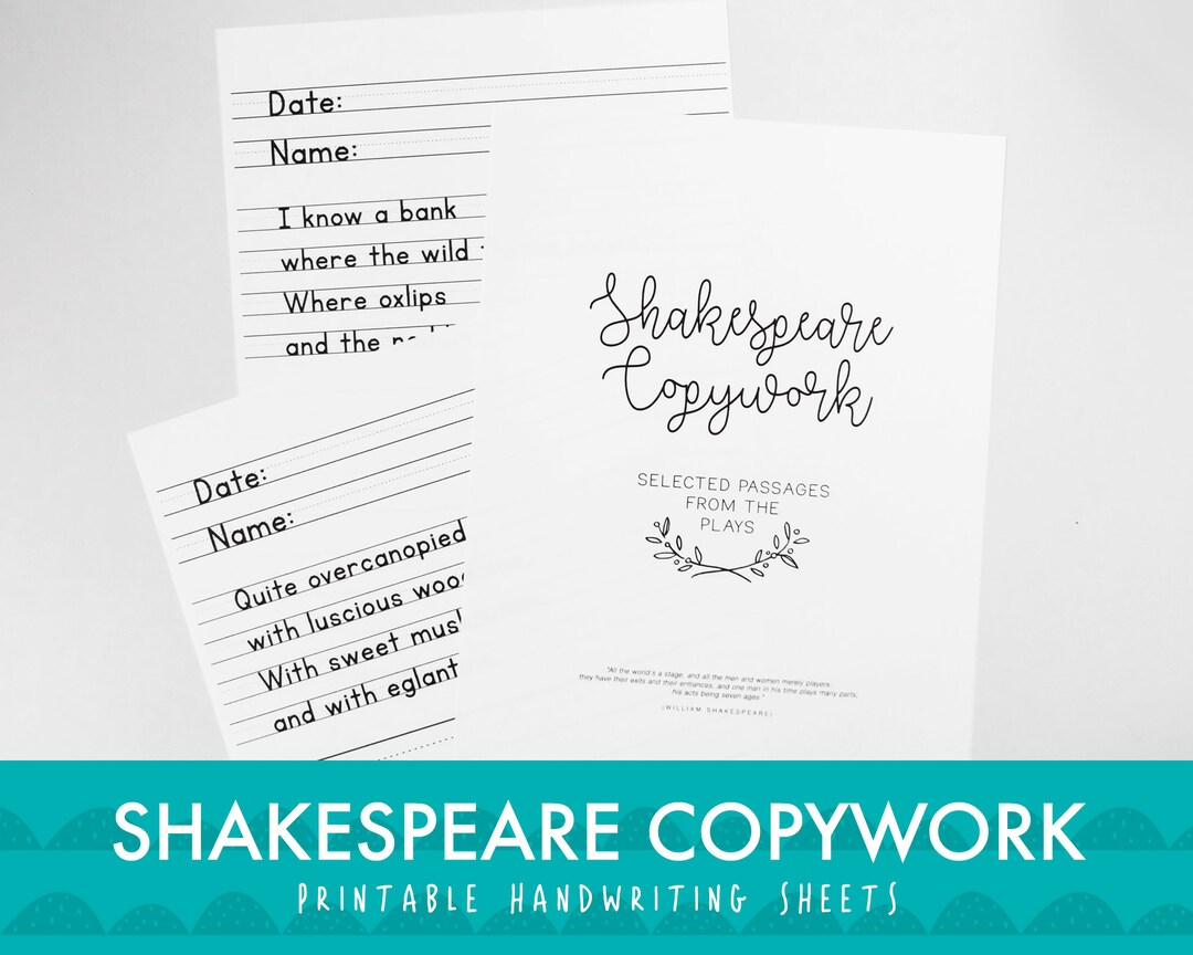 Shakespeare Copywork: Printable Quotes From Shakespeare's Plays ...