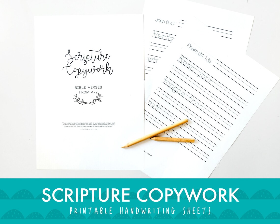 Scripture Copywork: Printable A-Z Bible Verses Handwriting Practice ...