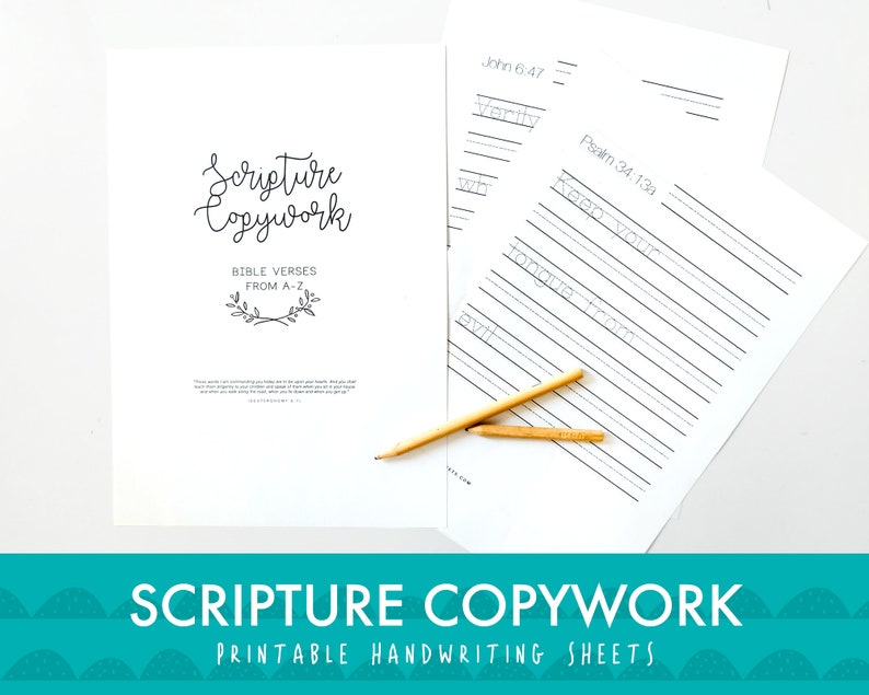 Scripture Copywork: Printable A-Z Bible Verses Handwriting Practice ...