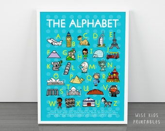 World Map: Printable Poster for Kids wall Art, Nursery Room Decor ...