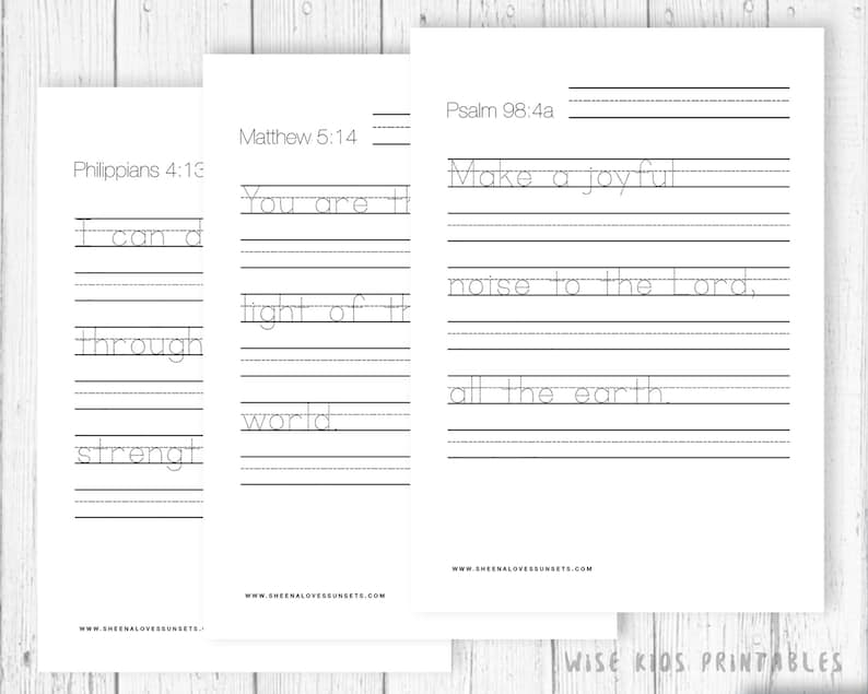 Scripture Copywork: Printable A-Z Bible Verses Handwriting Practice ...
