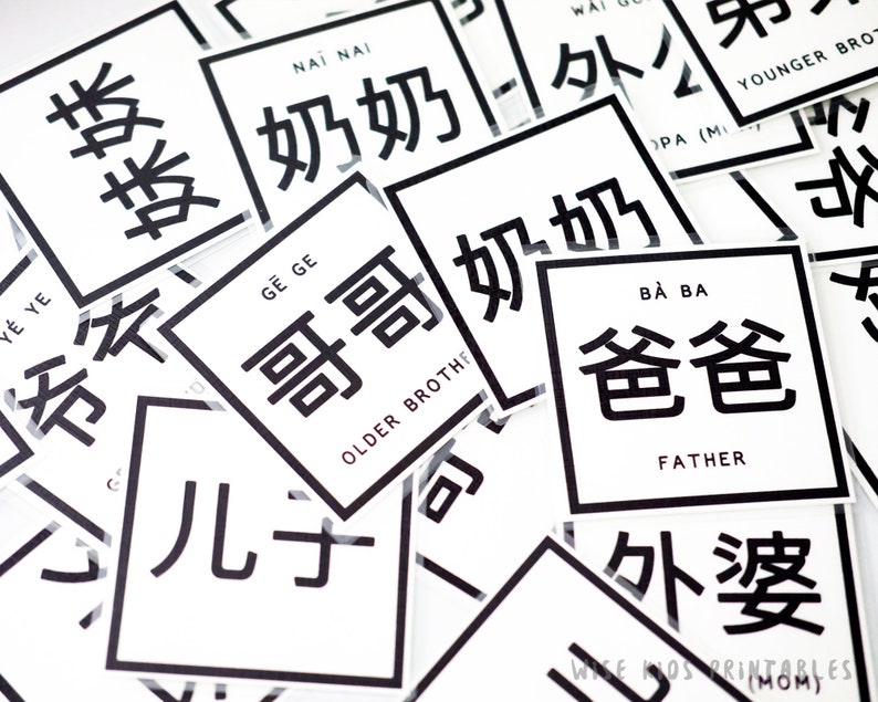 Family Members in Chinese Mandarin: Printable Flash Cards - Etsy