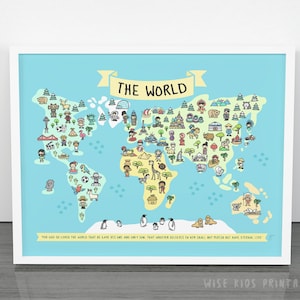 World Map: Printable Poster for Kids (wall Art, Nursery Room Decor ...