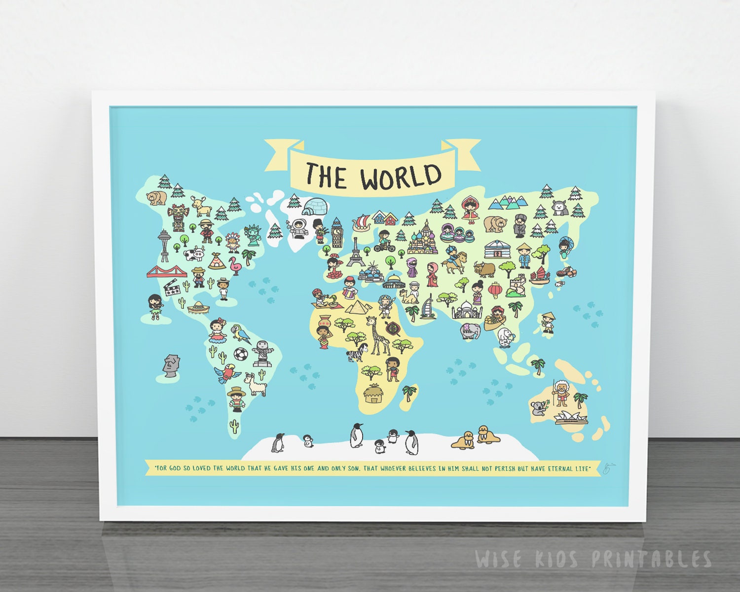 World Map: Printable Poster for Kids (wall Art, Nursery Room Decor ...