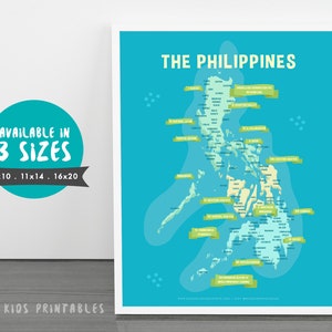 Philippine Map: Printable Poster for Kids (wall Art, Nursery Room Decor ...