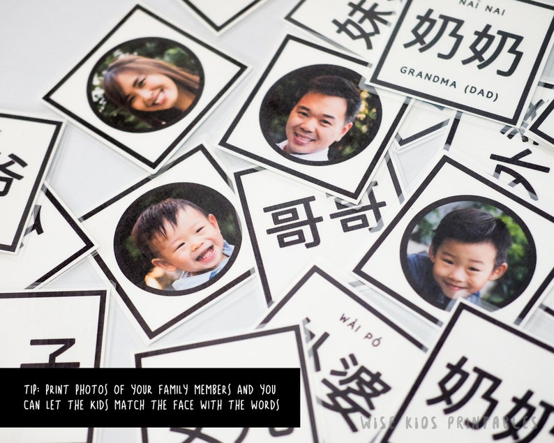 Family Members in Chinese Mandarin: Printable Flash Cards - Etsy