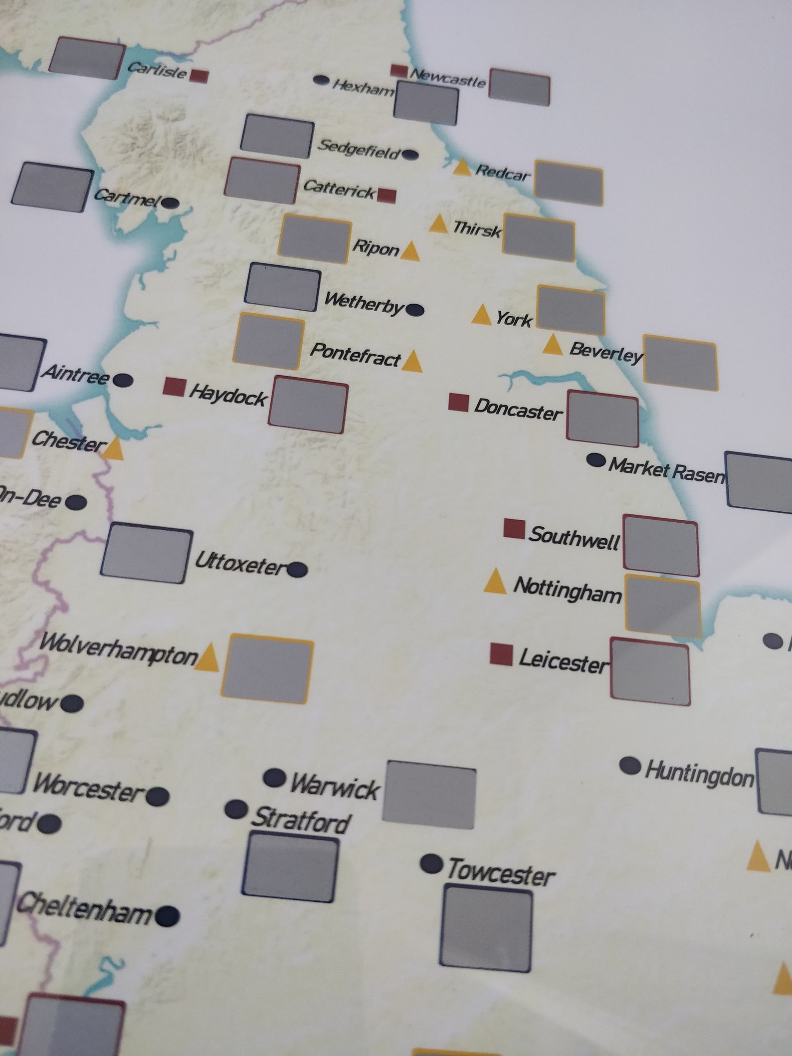 UK Racecourses Scratchable Poster | Horse Racing Gift | Racecourse Map ...
