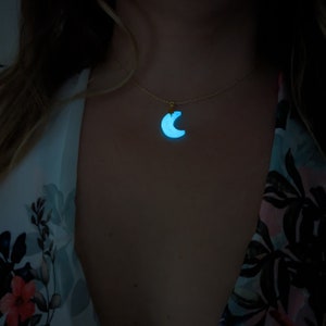 Glow in the Dark Moon Necklace Best Gift for Girl, Best Gift for Women ...