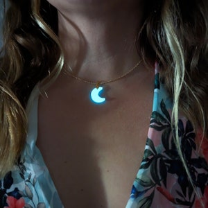 Glow in the Dark Moon Necklace Best Gift for Girl, Best Gift for Women ...