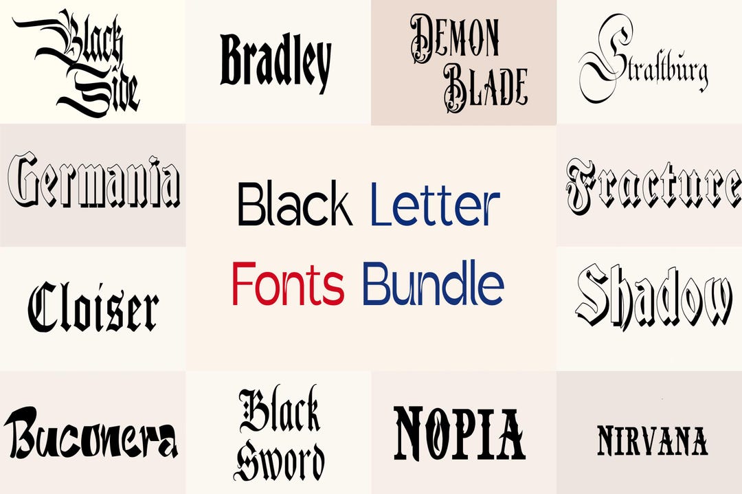 Black Letter Fonts | Set of 20 Fonts | Fonts for Branding | Suitable ...