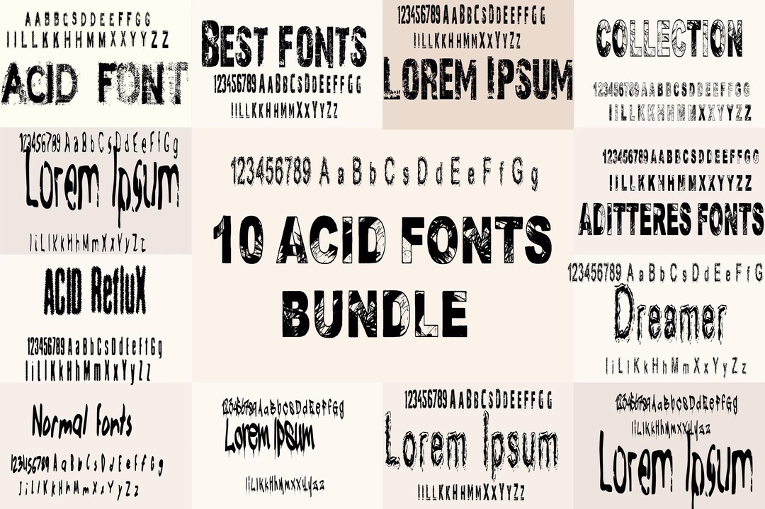 The Ultimate Acids Font Bundle 10 Fonts, Acid Font, Dripping Fonts ...