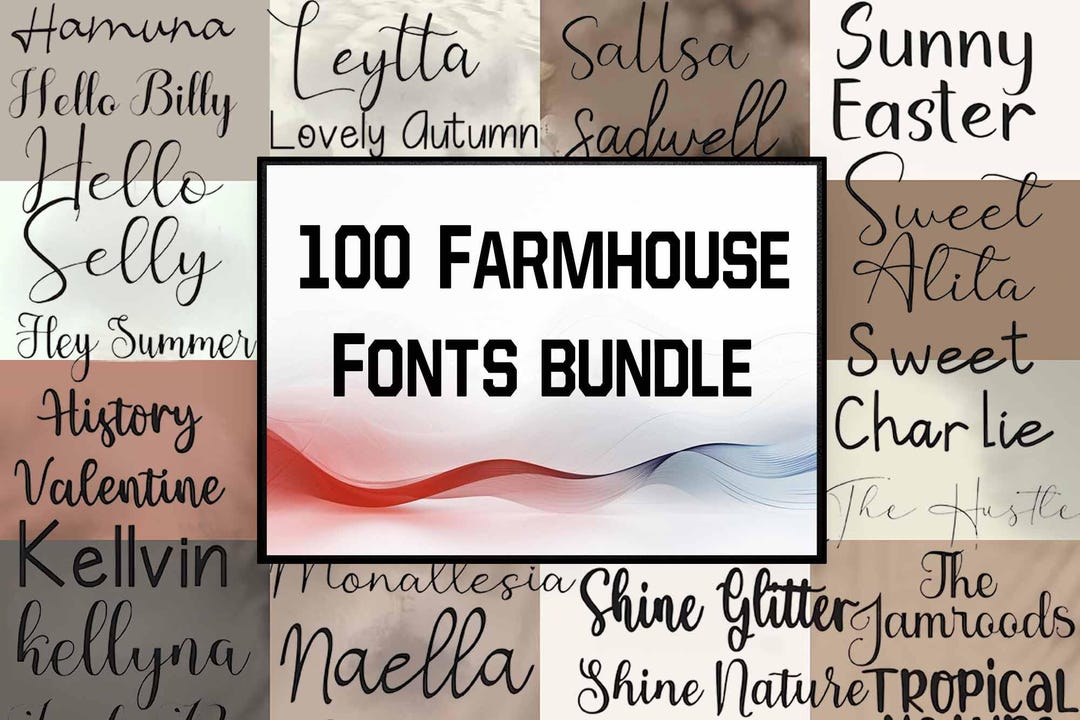 Farmhouse Fonts Bundle, 100 Fonts Bundle, Cursive Font Bundle, Canva ...