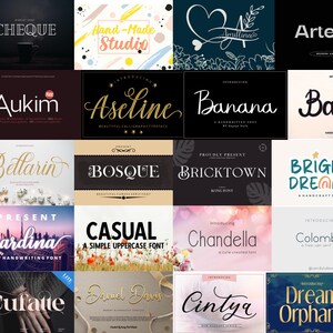 1000 Fonts Collection Mega Fonts Bundle Modern Font Wedding Fonts ...