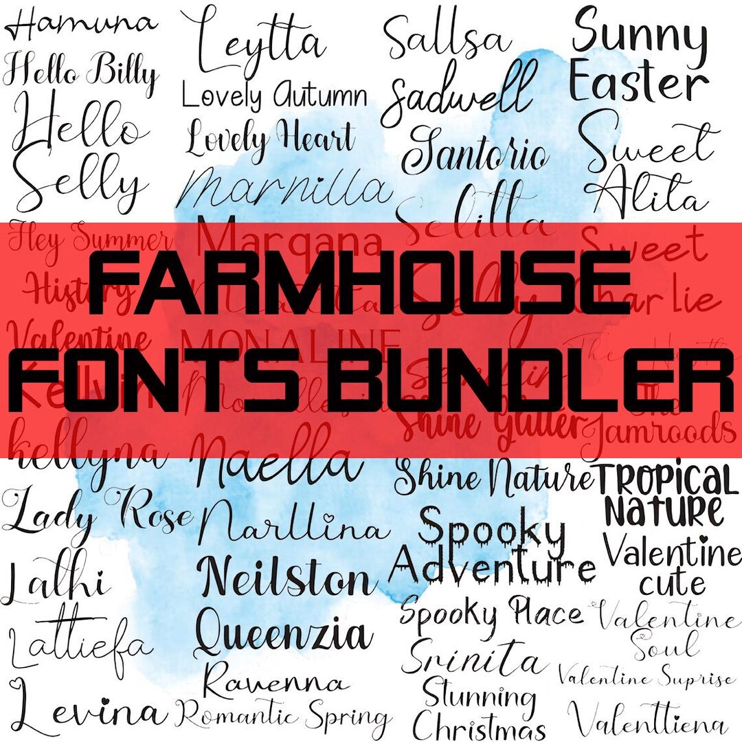 Farmhouse Fonts Bundle, 100 Fonts Bundle, Cursive Font Bundle, Canva ...