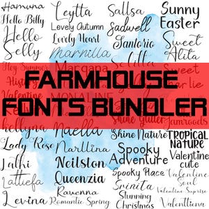 Farmhouse Fonts Bundle, 100 Fonts Bundle, Cursive Font Bundle, Canva ...