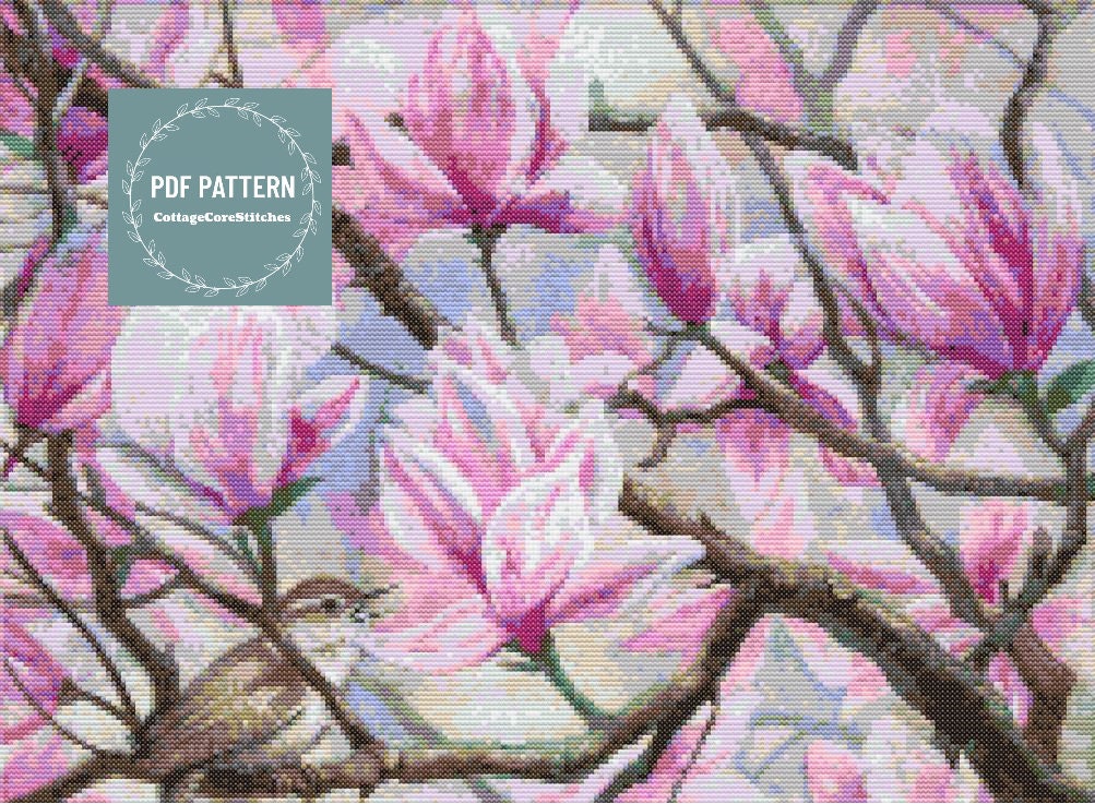 Magnolia Cross Stitch Pattern Pdf, Printable Pdf Pattern, Cross Stitch ...