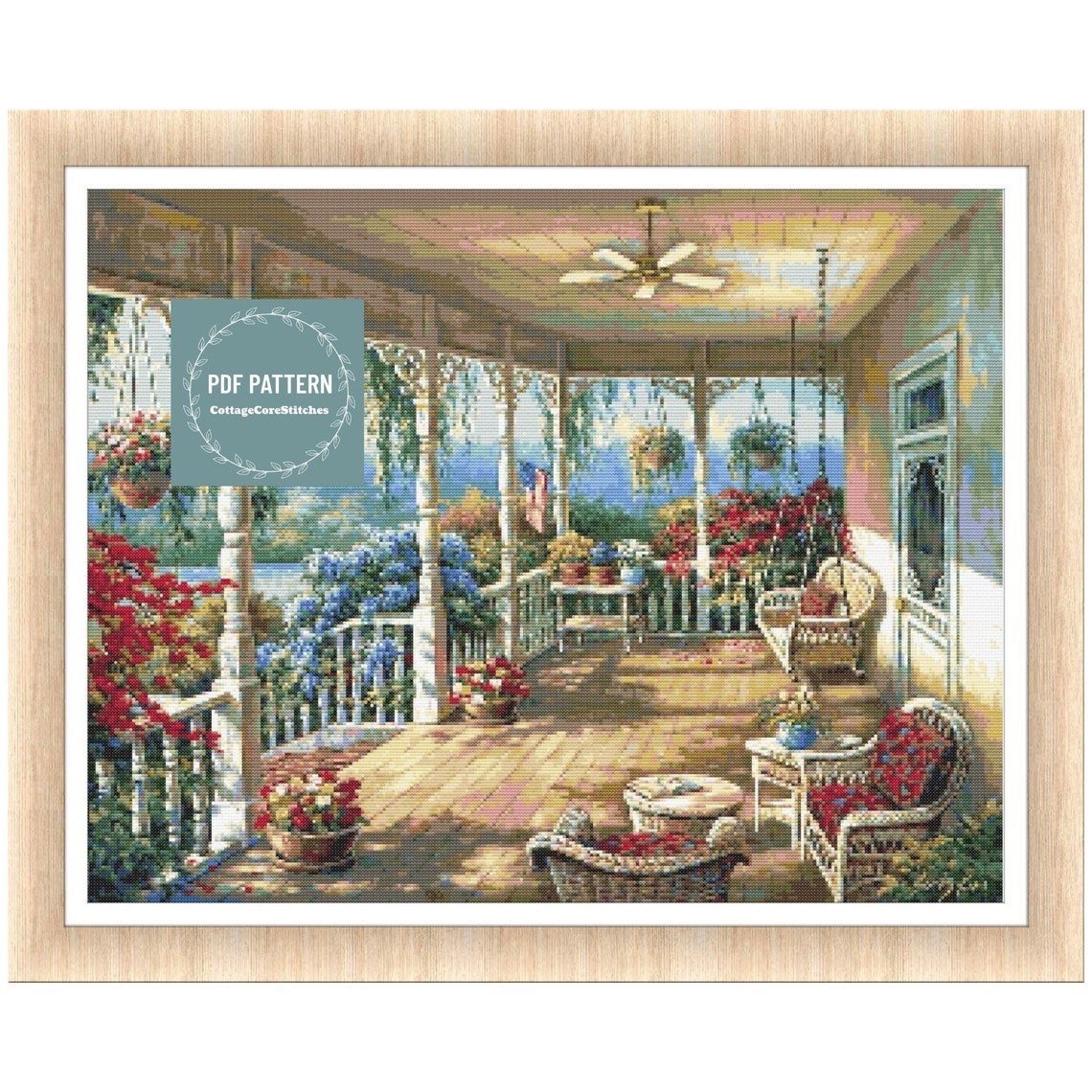 Summer Veranda Cross Stitch Pattern, Printable Pdf Pattern, Cross ...
