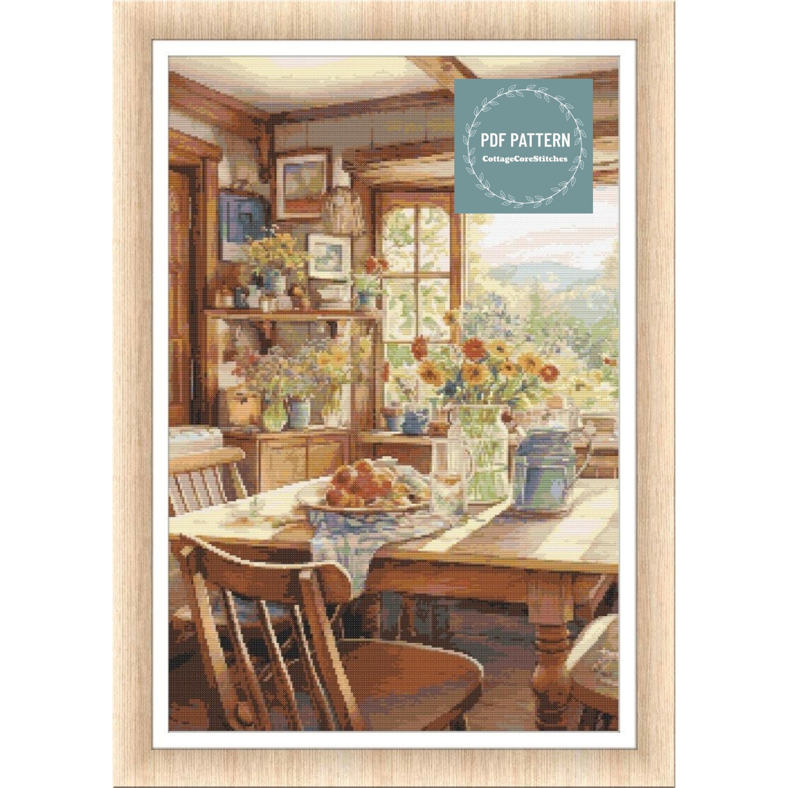 Cottage Kitchen Cross Stitch Pattern, Cross Stitch Pattern Country ...