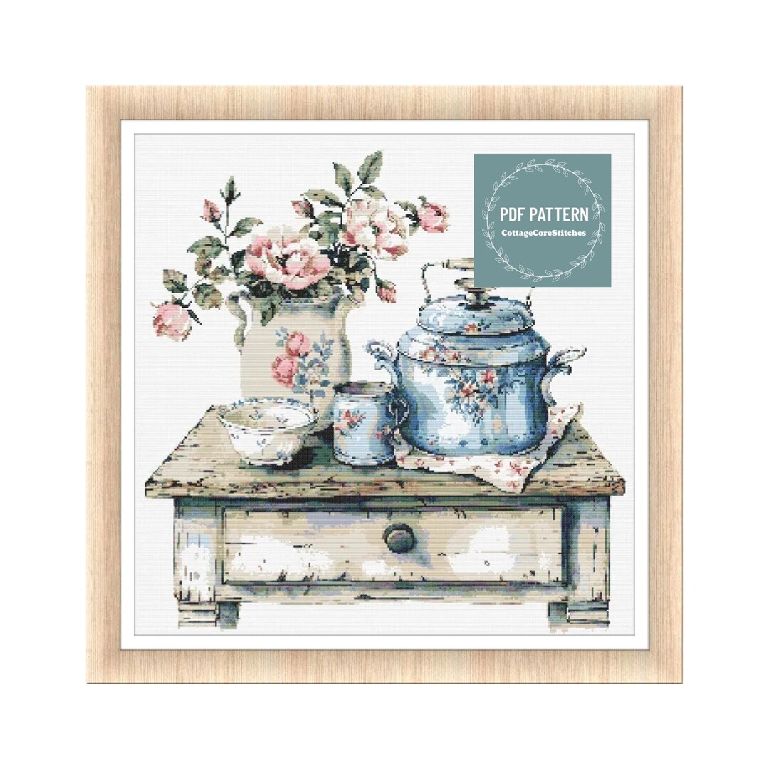 Shabby Chic Retro Kitchen Cross Stitch Pattern Pdf, Printable Pdf ...