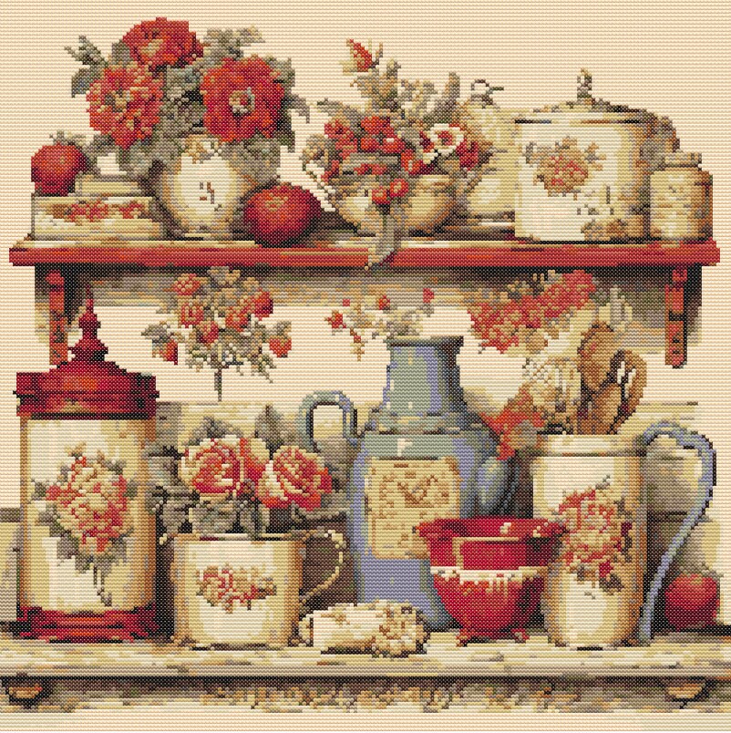 Cross Stitch Pattern Pdf Vintage Kitchen, Printable Pdf Pattern ...