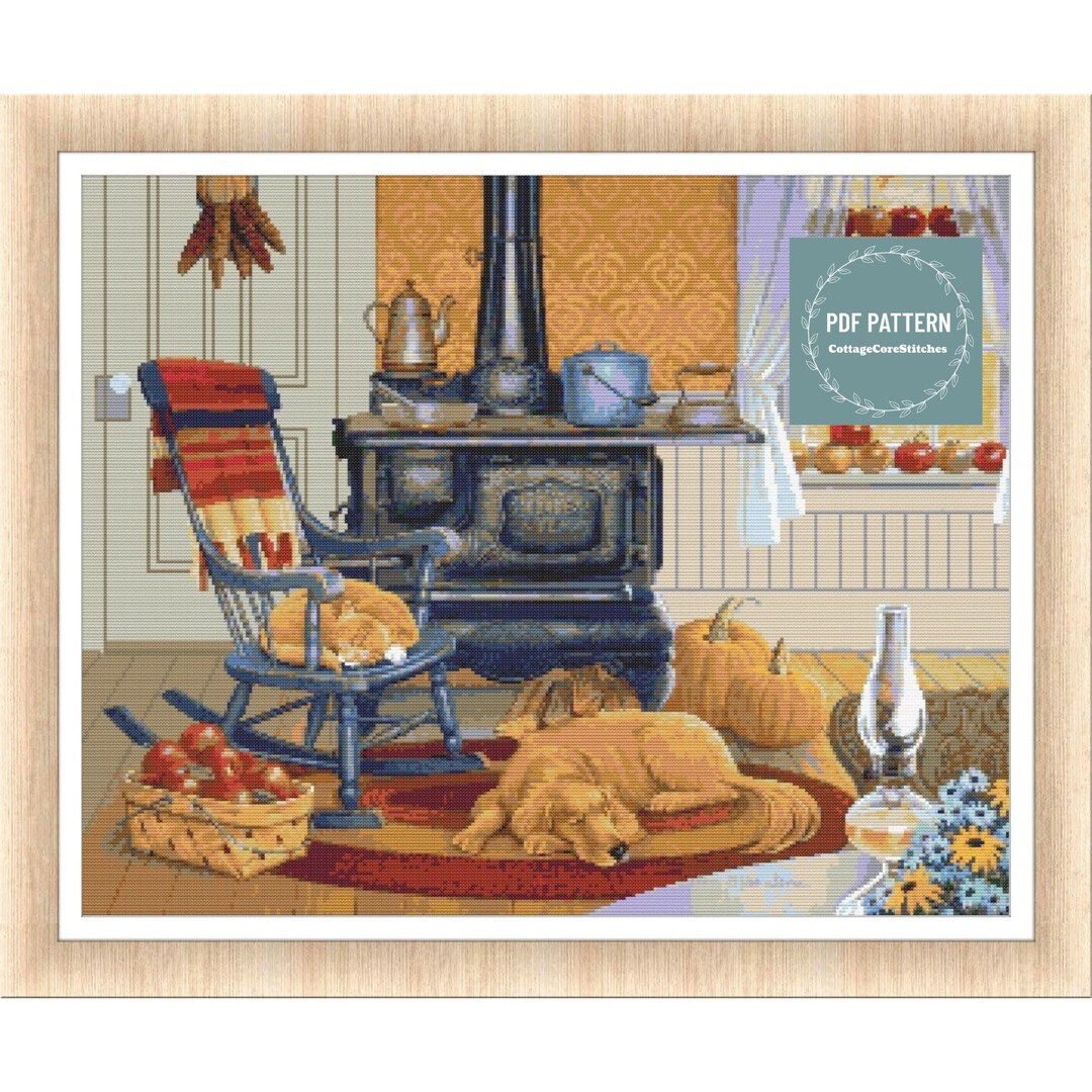Harvest Kitchen Cross Stitch Pattern, Farmhouse Pdf Pattern, Cross ...