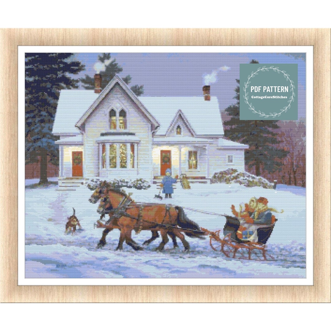 Sleigh Ride Home Cross Stitch Pattern, Farmhouse Pdf Pattern, Cross ...