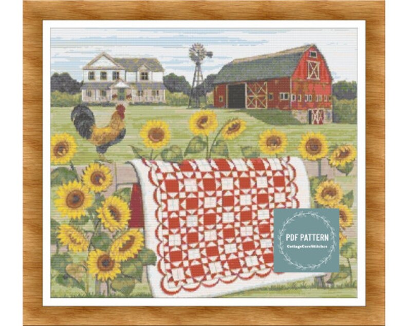Sunflowers Farmhouse Cross Stitch Pattern, Pdf Pattern, Cross Stitch ...