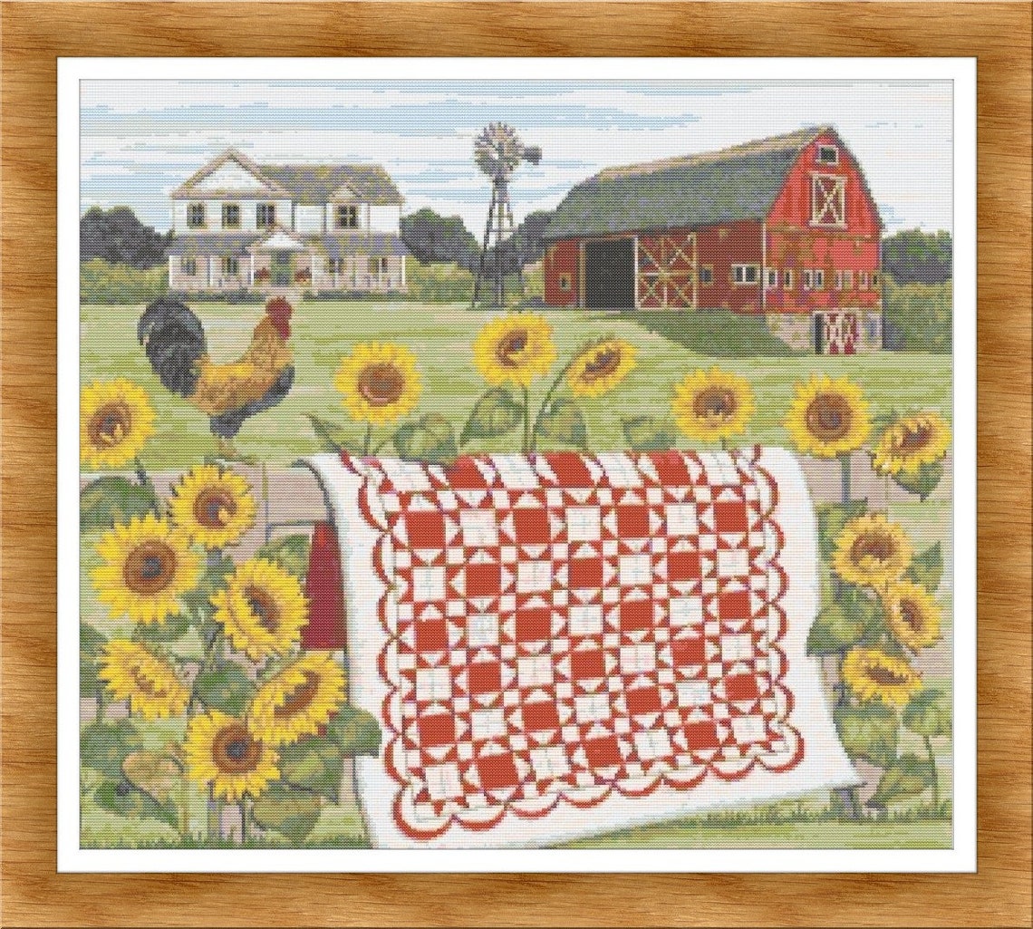 Sunflowers Farmhouse Cross Stitch Pattern, Pdf Pattern, Cross Stitch ...