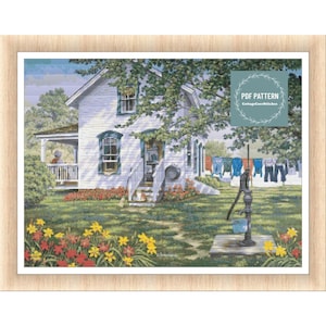 Farmhouse Cross Stitch Pattern, Cross Stitch Pattern Country, Hand ...