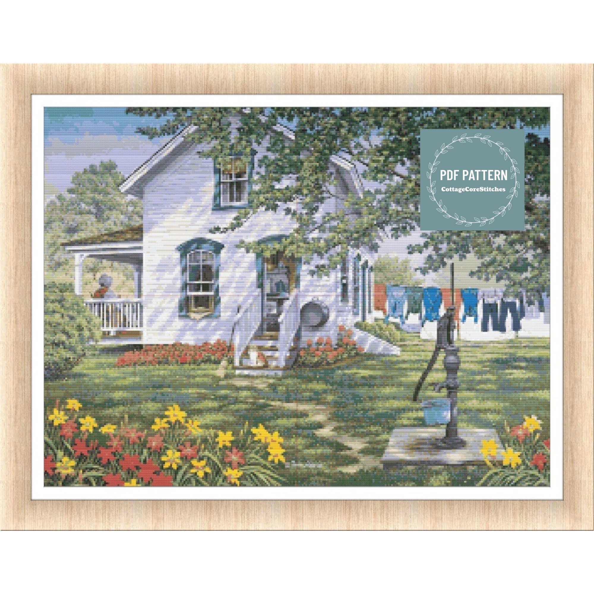 Farmhouse Cross Stitch Pattern, Cross Stitch Pattern Country, Hand ...