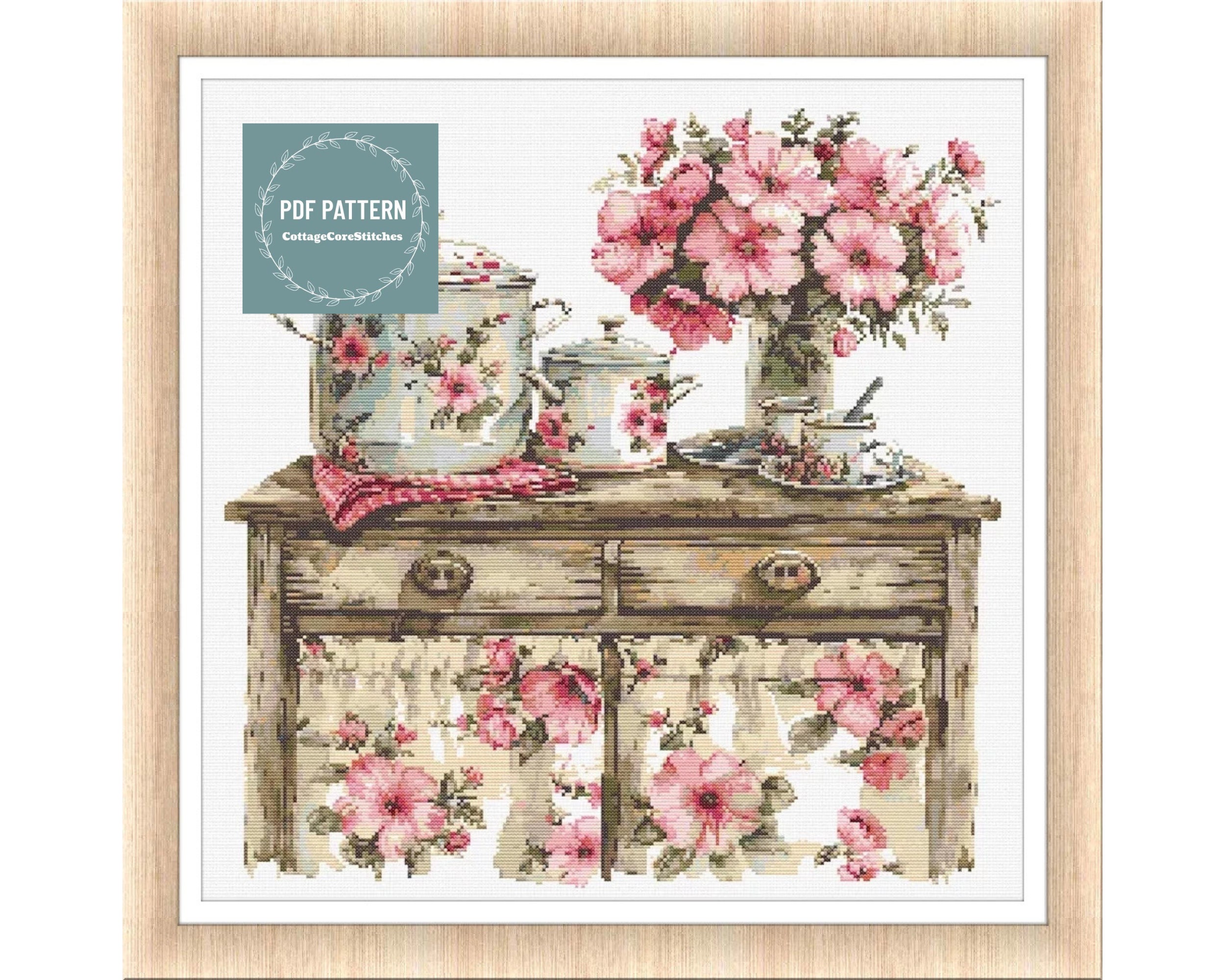 Shabby Chic Retro Kitchen Cross Stitch Pattern Pdf, Printable Pdf ...