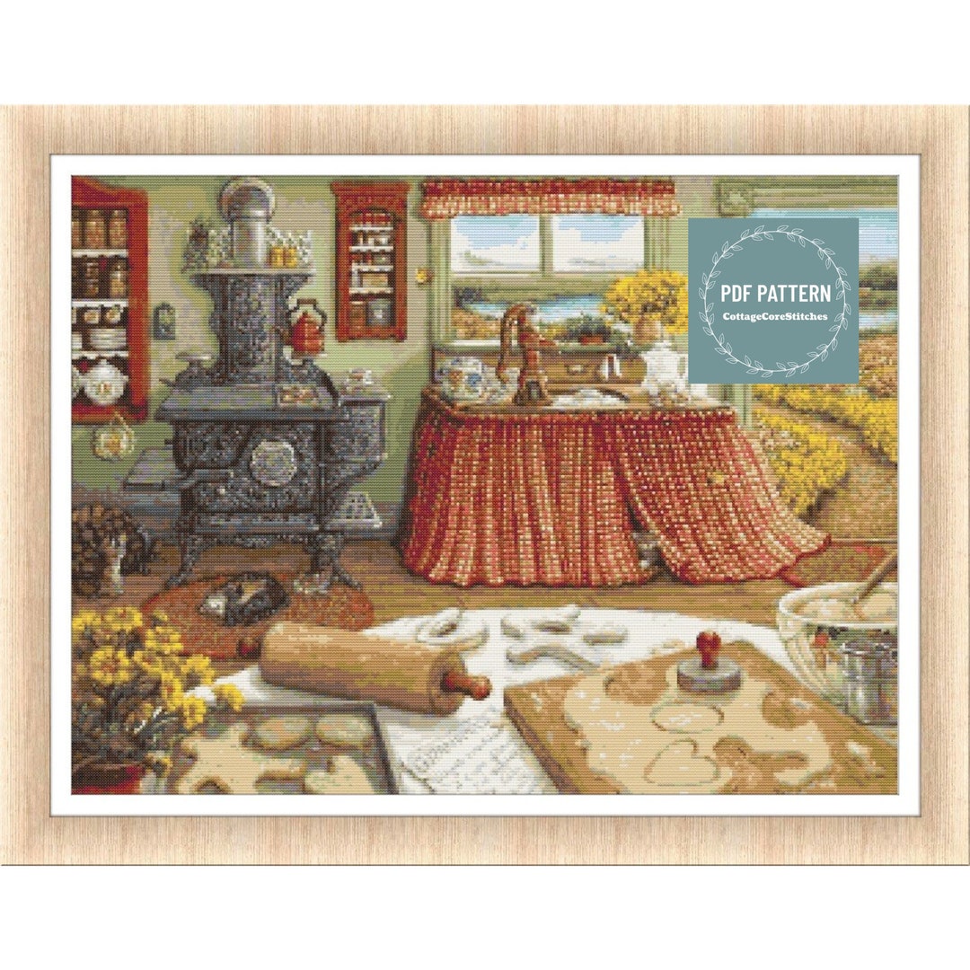 Cross Stitch Pattern Country Kitchen, Country Home Cross Stitch, Hand ...