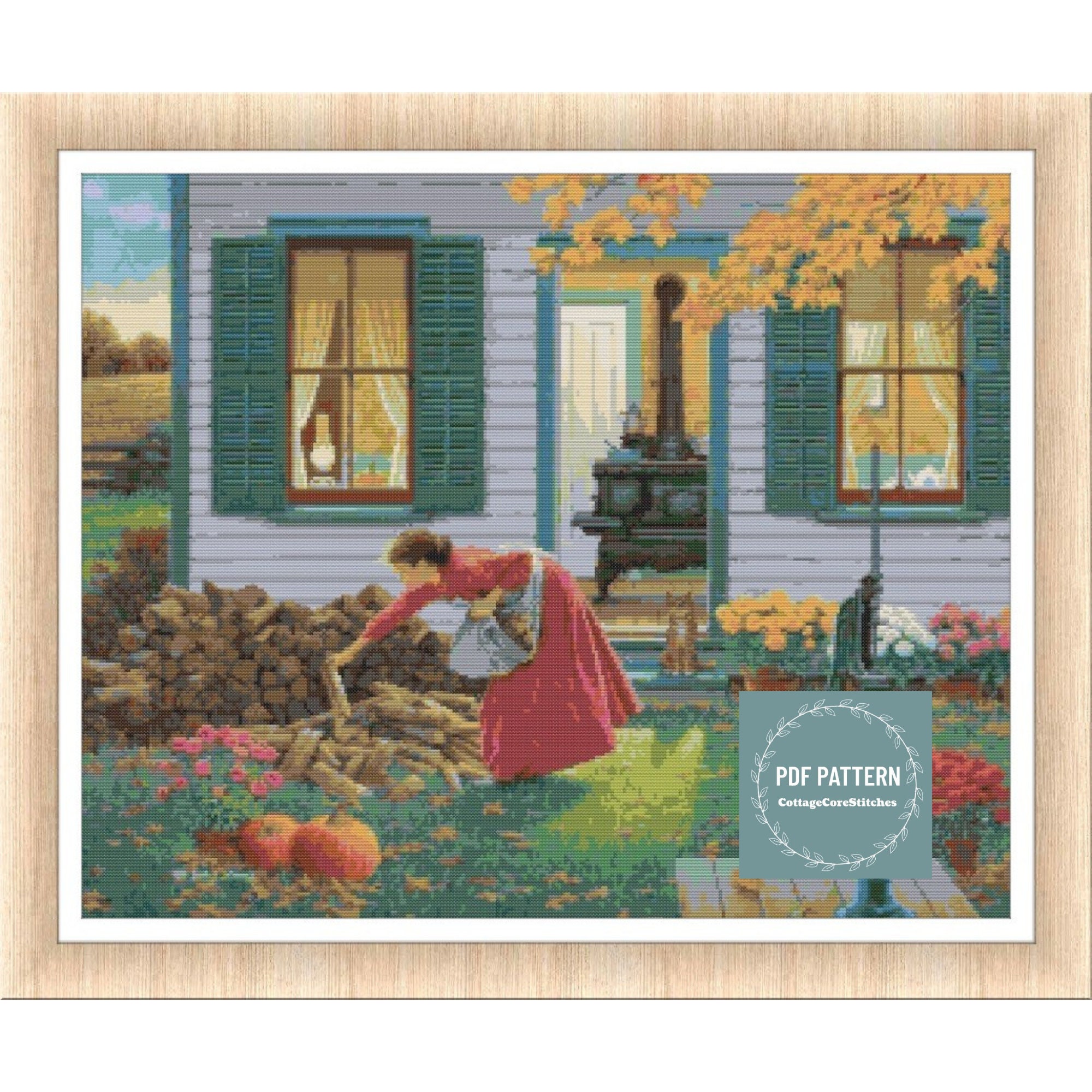 Chores at the Homestead Cross Stitch Pattern, Farmhouse Pdf Pattern ...