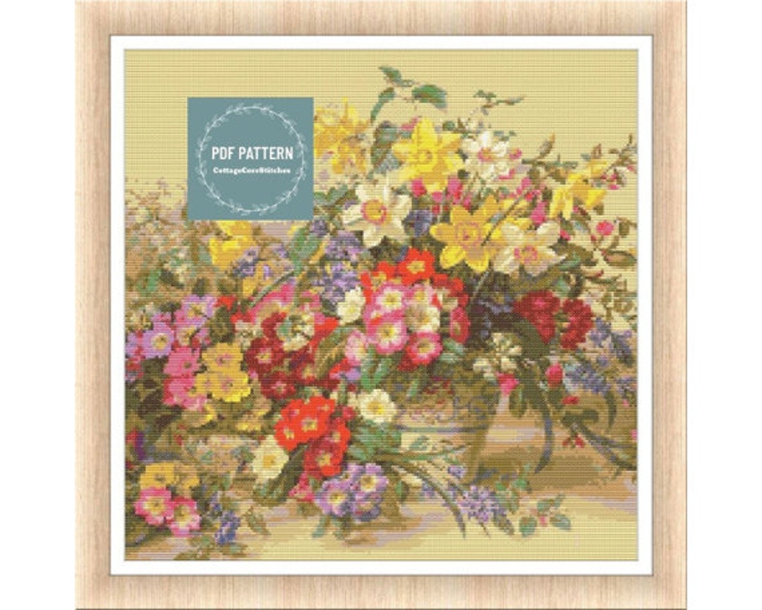Spring Cross Stitch Pattern Pdf, Spring Flowers PDF, PDF Cross Stitch ...