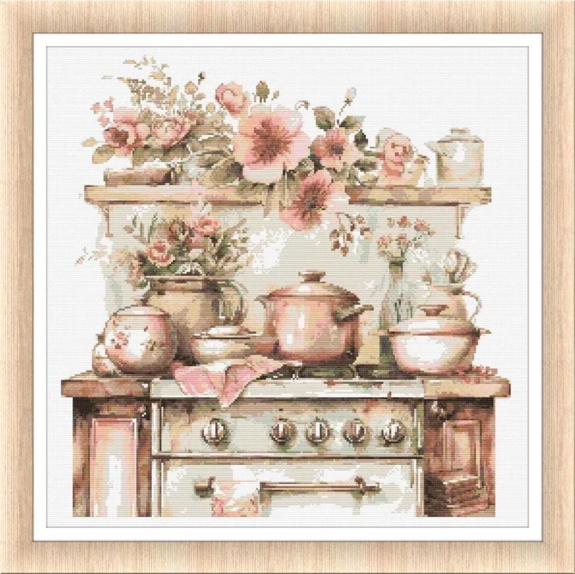 Shabby Chic Retro Kitchen Cross Stitch Pattern Pdf, Printable Pdf ...