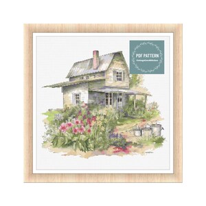 Farmhouse Cross Stitch Pattern Pdf, Cross Stitch Pattern Country, Hand ...