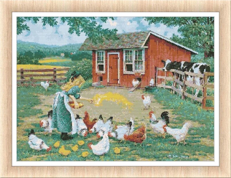 Cross Stitch Pattern Country Barn, Counted Cross Stitch Pattern, Hand ...