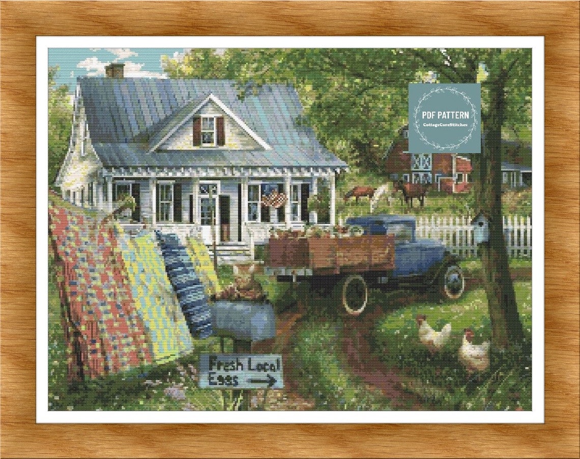 Country Living Cross Stitch Pattern, Farmhouse Pdf Pattern, Cross ...