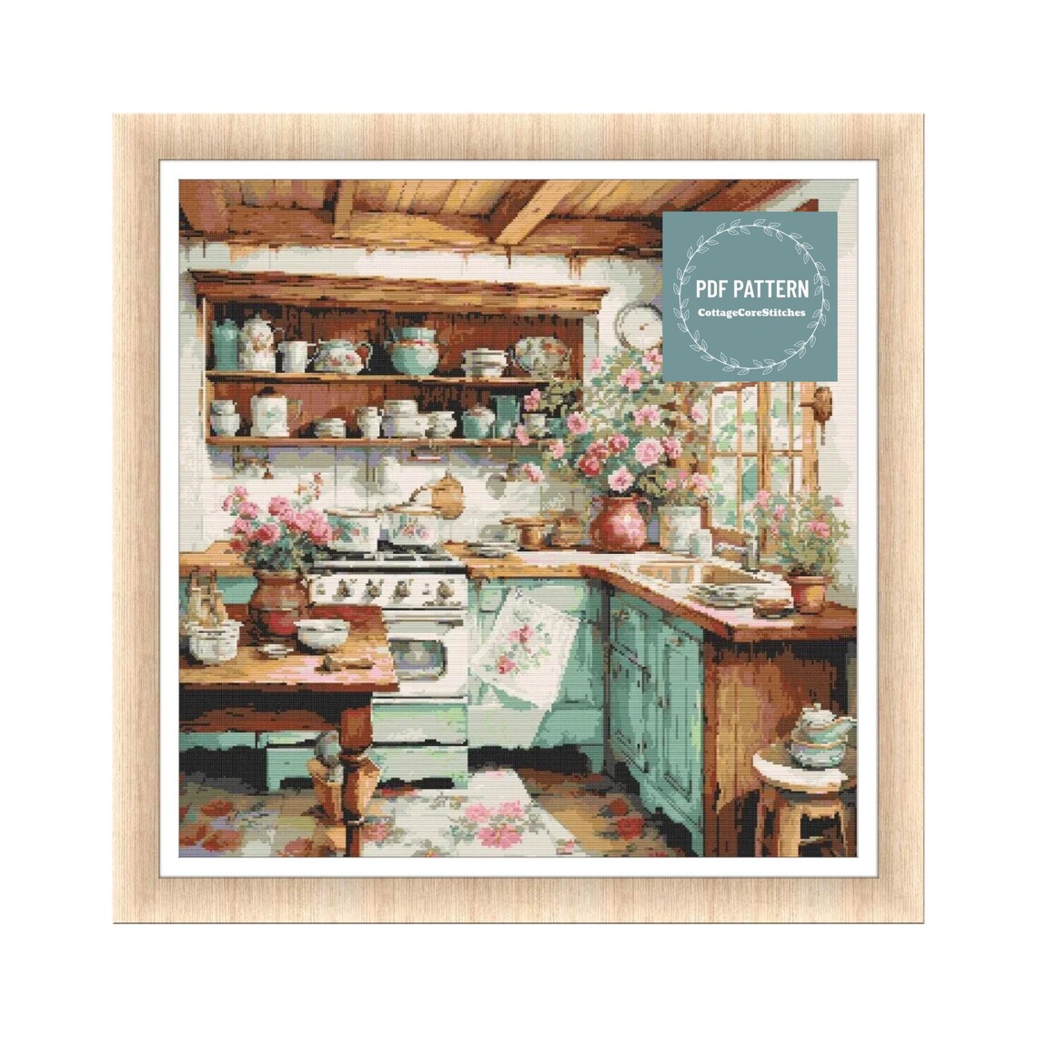 Cross Stitch Pattern Pdf Vintage Kitchen, Printable Pdf Pattern ...