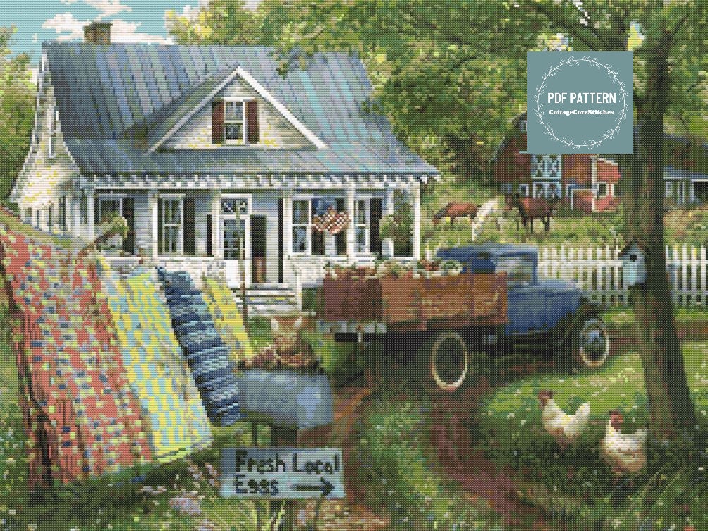 Country Living Cross Stitch Pattern, Farmhouse Pdf Pattern, Cross ...