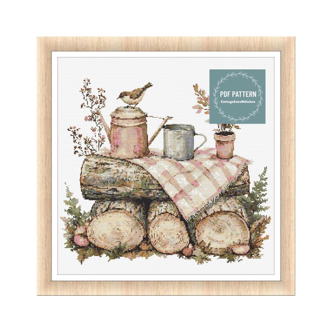 Little Bird on Logs Cross Stitch Pattern, Winter Pdf Pattern, Instant ...
