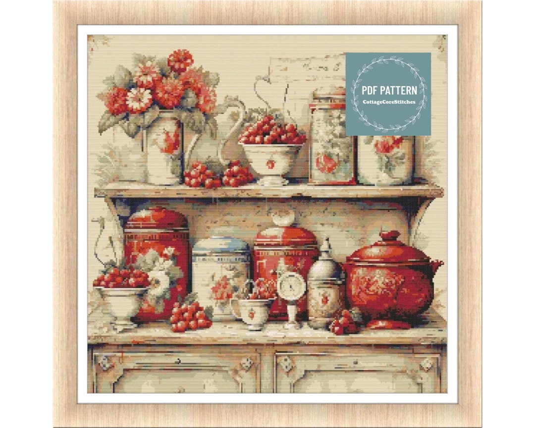 Cross Stitch Pattern Pdf Vintage Kitchen, Printable Pdf Pattern ...