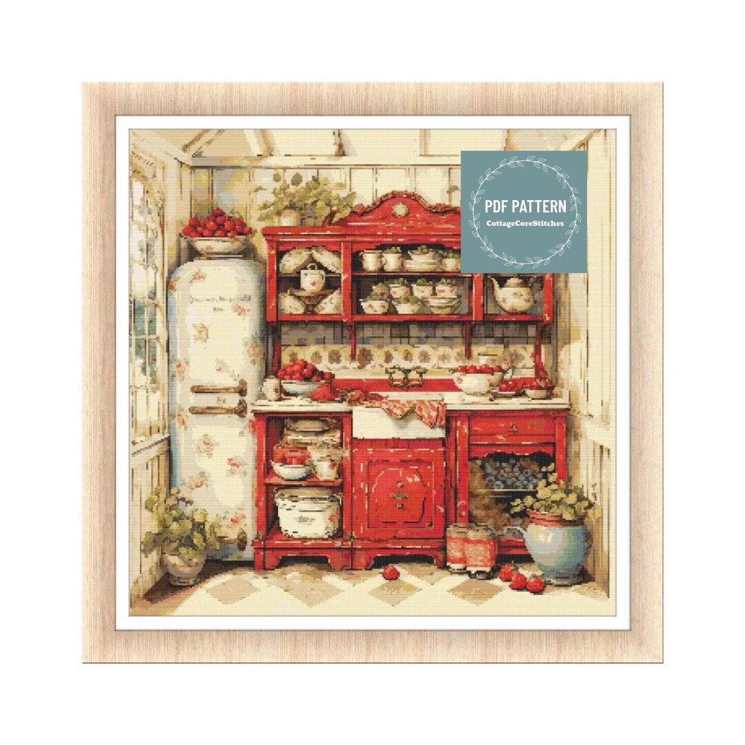 Cross Stitch Pattern Pdf Vintage Kitchen, Printable Pdf Pattern ...