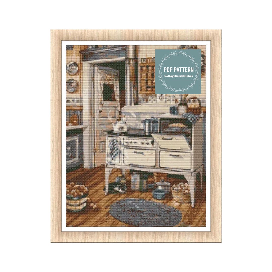 Cross Stitch Pattern Pdf Vintage Kitchen, Printable Pdf Pattern ...