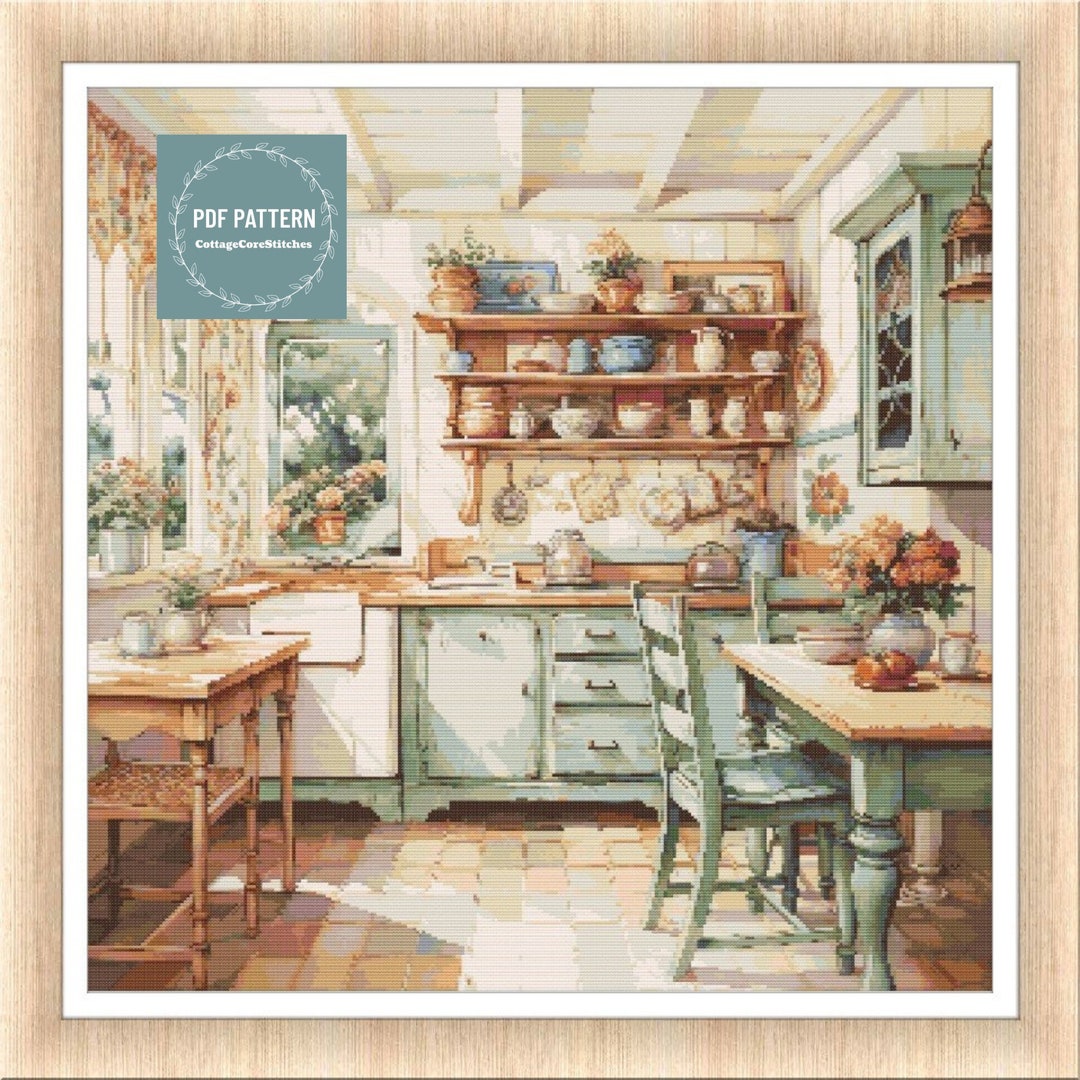 Cross Stitch Pattern Pdf Vintage Kitchen, Printable Pdf Pattern ...