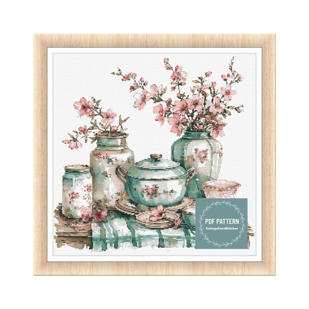 Shabby Chic Retro Kitchen Cross Stitch Pattern Pdf, Printable Pdf ...