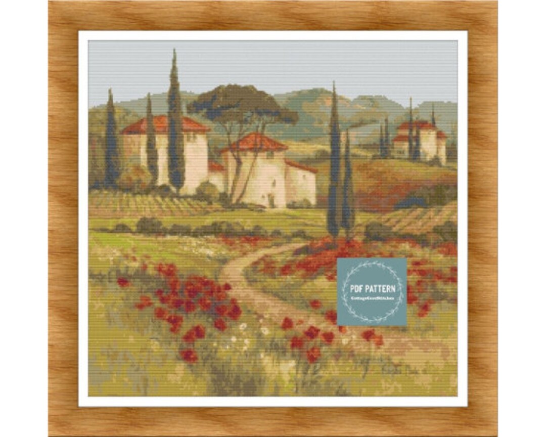 Tuscan Countryside Cross Stitch Pattern, Printable Pdf Pattern, Cross ...